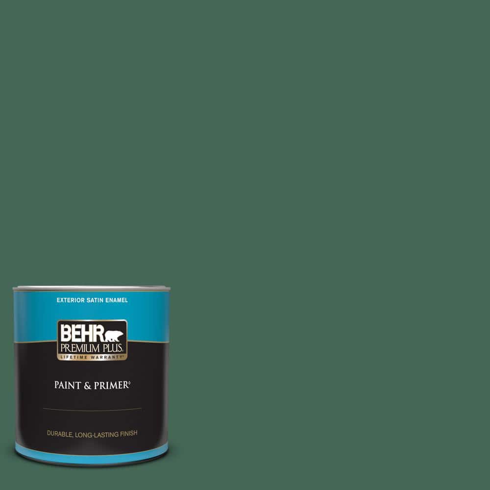 BEHR PREMIUM PLUS 1 qt. #M420-7 Billiard Green Satin Enamel Exterior ...