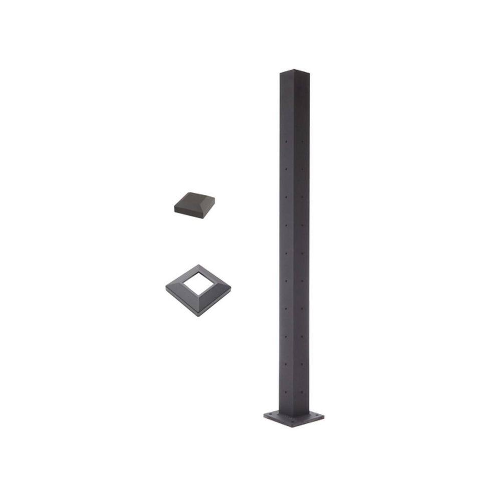 Deckorators 2-1/2 in. x 2-1/2 in. x 39 in. Textured Black Aluminum ...