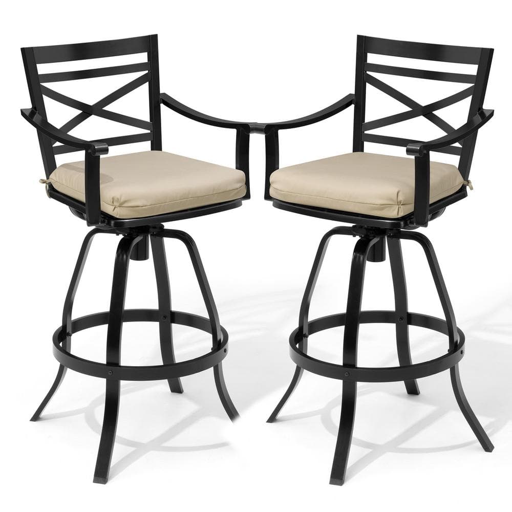 Crestlive Products Swivel Cast Aluminum Outdoor Bar Stool with ...