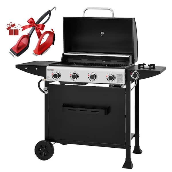 Royal Gourmet 4-Burner Propane Gas Grill with Side Burner and Hooks ...