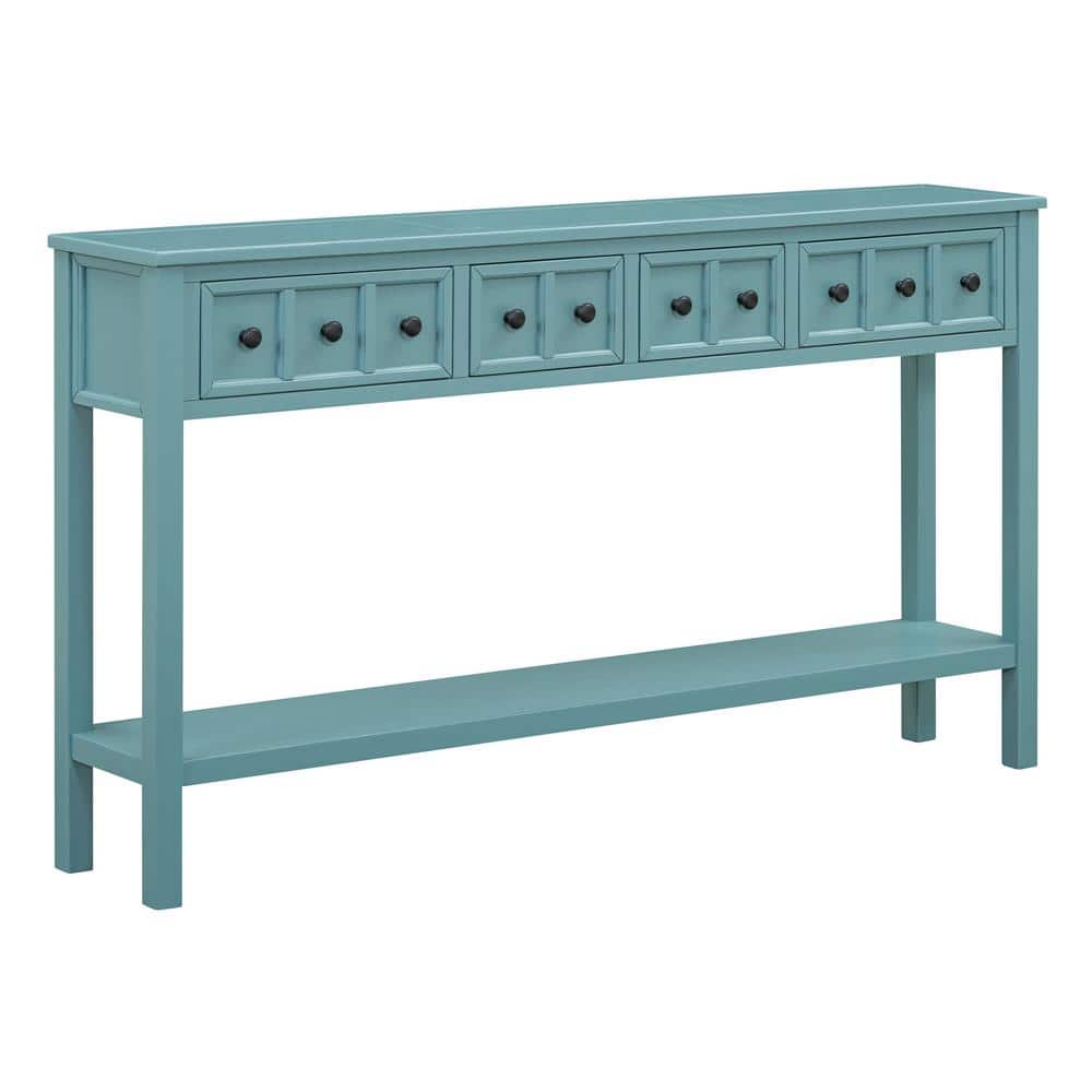 Polibi 60 in. Turquoise Green Rectangle Wood Console Table with two ...