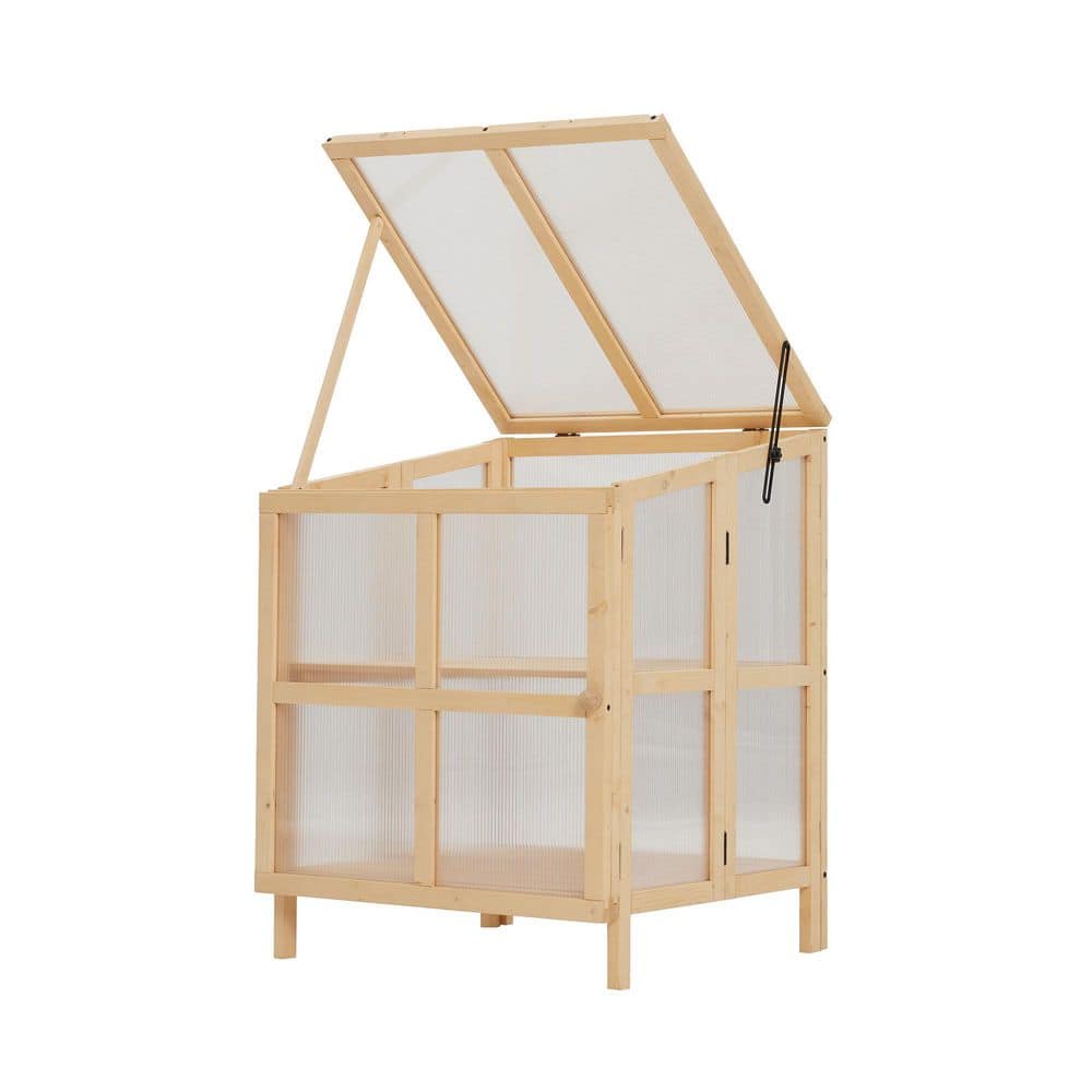LATTOY 2 x 2 ft. Wooden 2-Tier Foldable Cold Frame Greenhouse ...