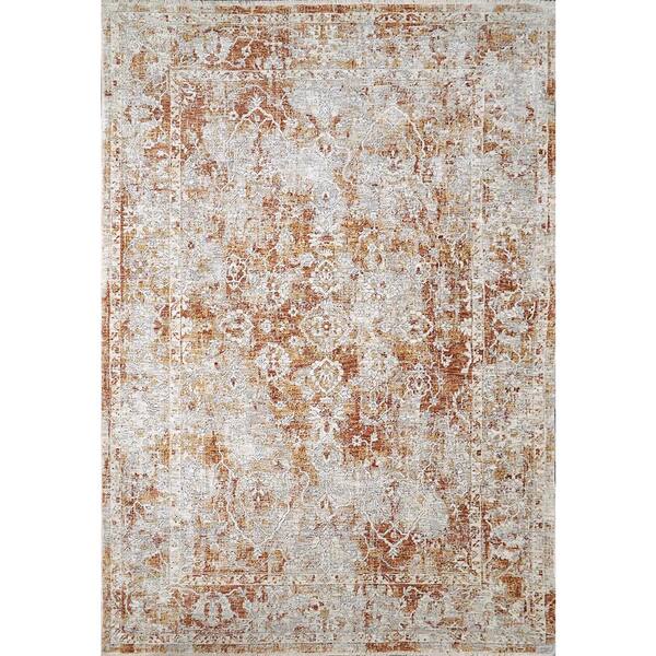 Dynamic Rugs Skyler 5 ft. 3 in. X 7 ft. 7 in. Grey/Copper Abstract ...