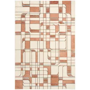 Nourison Nordic Ivory Rust 8 ft. x 10 ft. Abstract Contemporary Area ...