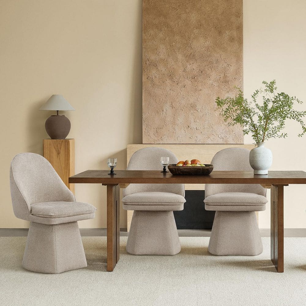 Spruce & Spring Cora Khaki Fabric Upholstered Swivel Dining Chair with ...