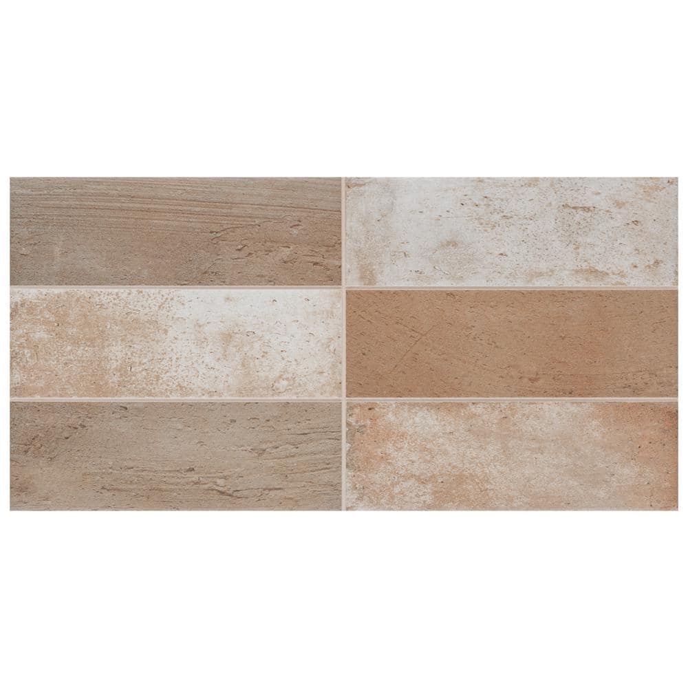 Merola Tile Mud Sand 7-7/8 in. x 15-3/4 in. Ceramic Wall Take Home Tile ...