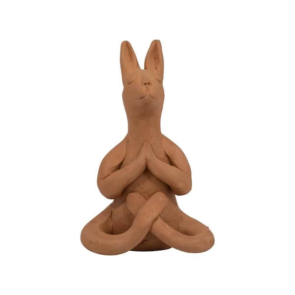 Liv & Skye 5 in. x 7 in. Brown Terra Cotta Novelty Namaste Yoga Bunny ...