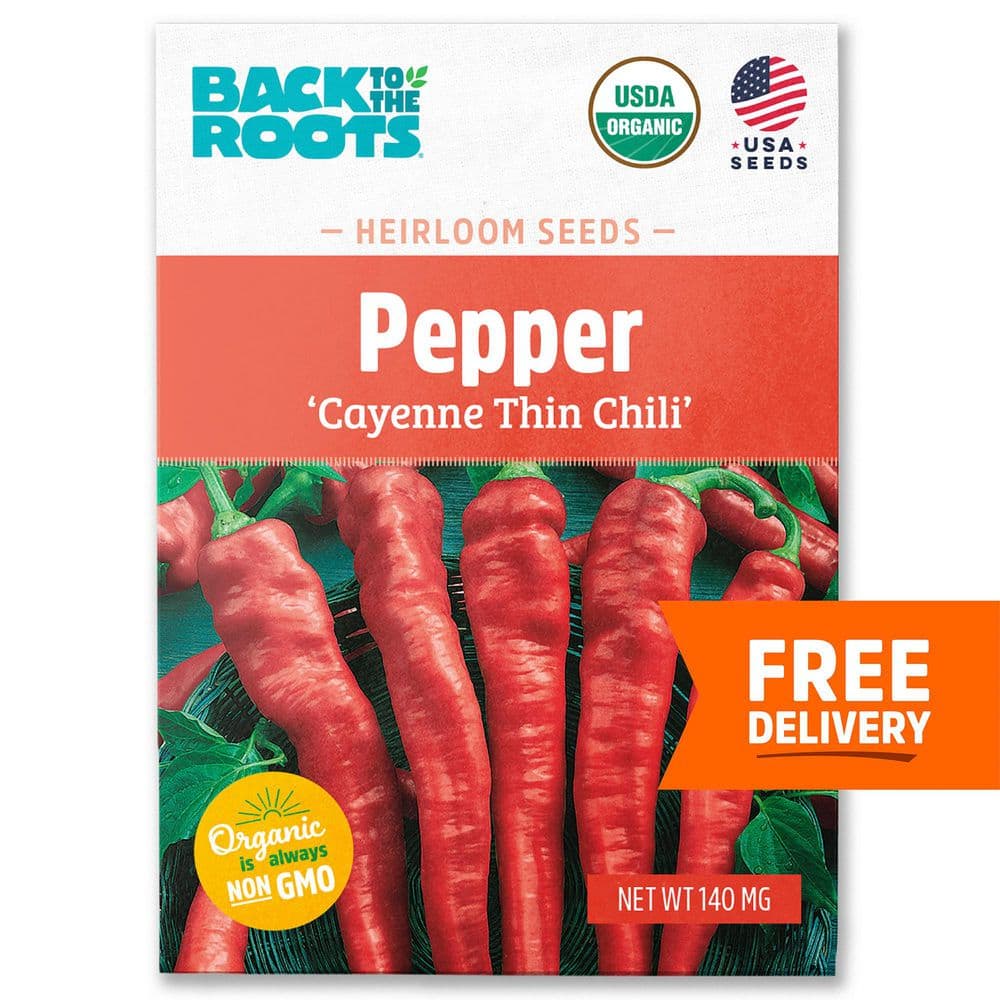 Back to the Roots Organic Cayenne Thin Chili Pepper Seed (1-Pack) 46057 ...