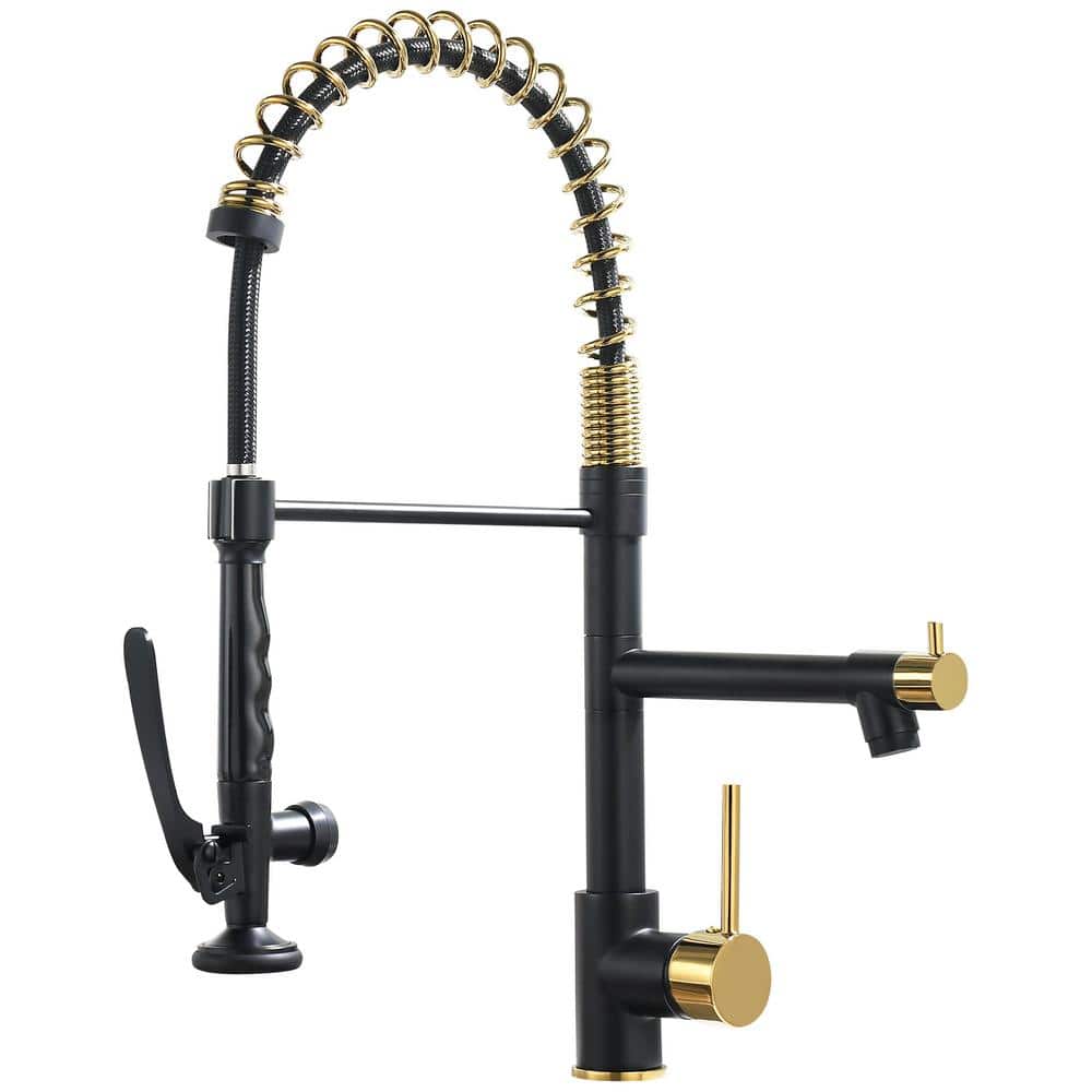 Fapully Single-Handle Pre-Rinse Spring Pulldown Sprayer Kitchen Faucet ...