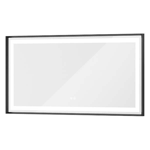 TETOTE 48 in. W x 24 in. H Rectangular Framed LED Anti-Fog Wall ...