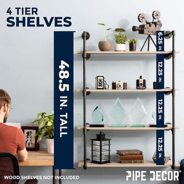 4 Tier Wall Mounted Shelf by Pipe Decor