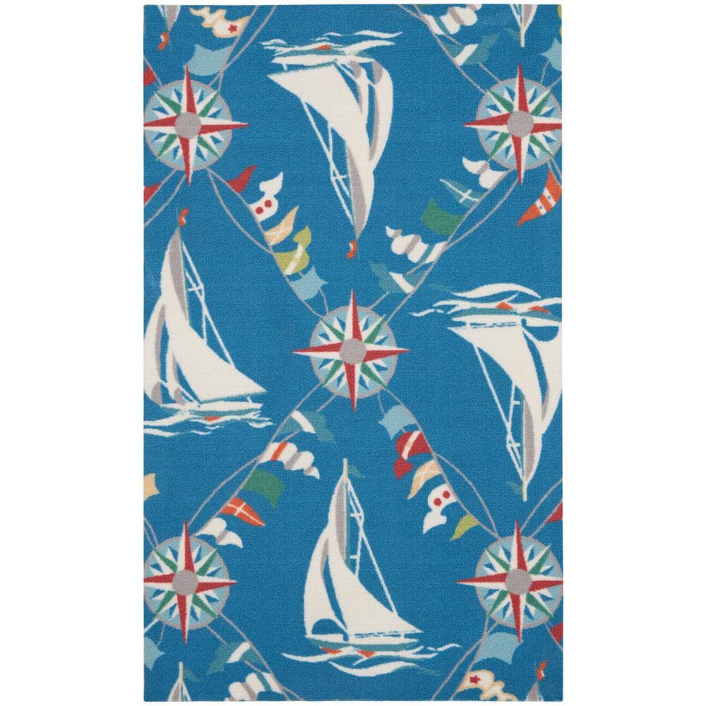Waverly Sun N' Shade doormat 2 ft. x 4 ft. Nautical Contemporary Area ...