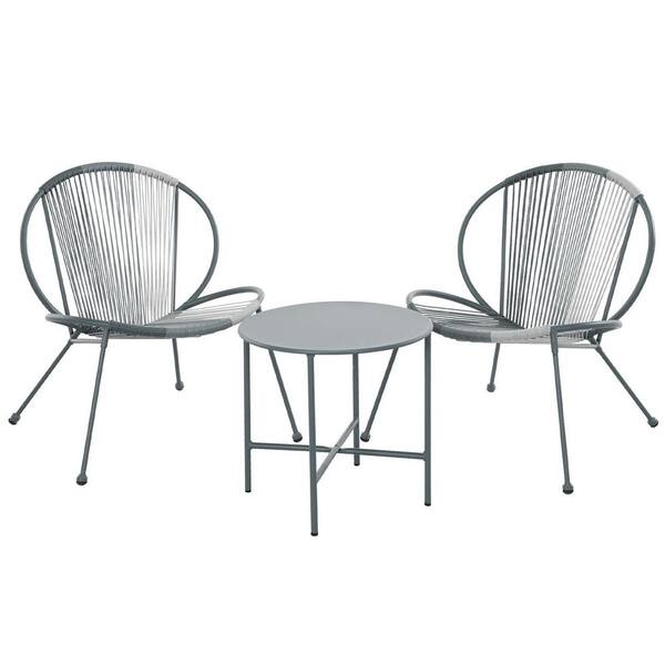 UPLAND Patio Furniture Set 3 Pieces, Shell Shape Garden Bistro Set ...