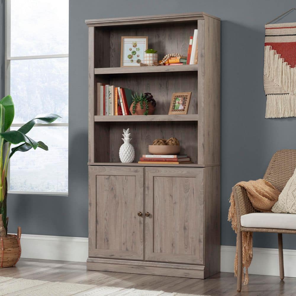 SAUDER Select 69.76 in. Tall Laurel Oak Finish Engineered Wood 4-Shelf ...