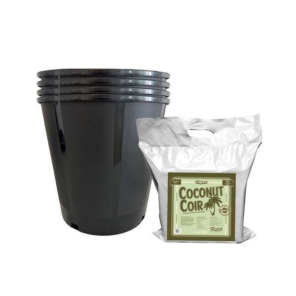 Viagrow 5 Gal. Nursery Trade Pots with Coconut Coir Growing Media (5 ...