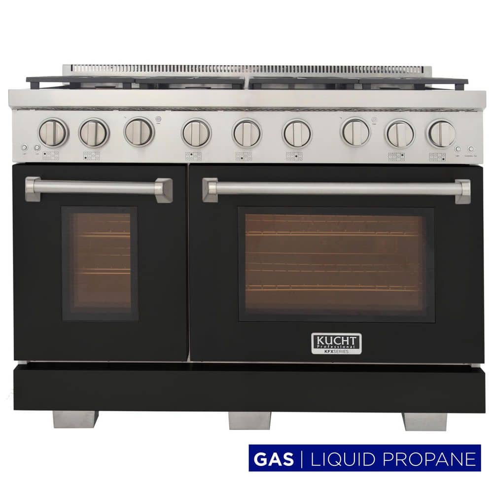 Kucht 48 in. 6.7 cu. ft. 7- Burners Propane Gas Range 2 Ovens 1 ...