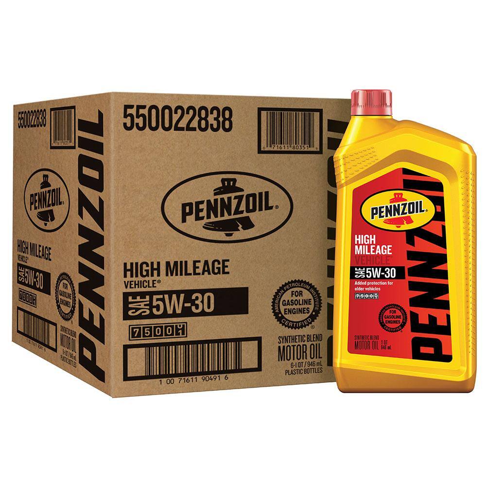 Buy Pennzoil High Mileage SAE 5W-30 Synthetic Blend Motor Oil 1 Qt ...