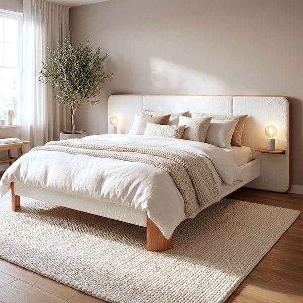CHRISTOPHER KNIGHT HOME Maxine White+Natural Wood Frame King Size ...
