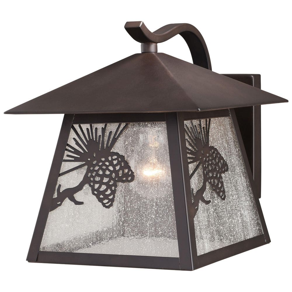 VAXCEL Whitebark 1-Light Bronze Rustic Outdoor Wall Sconce with Lantern ...