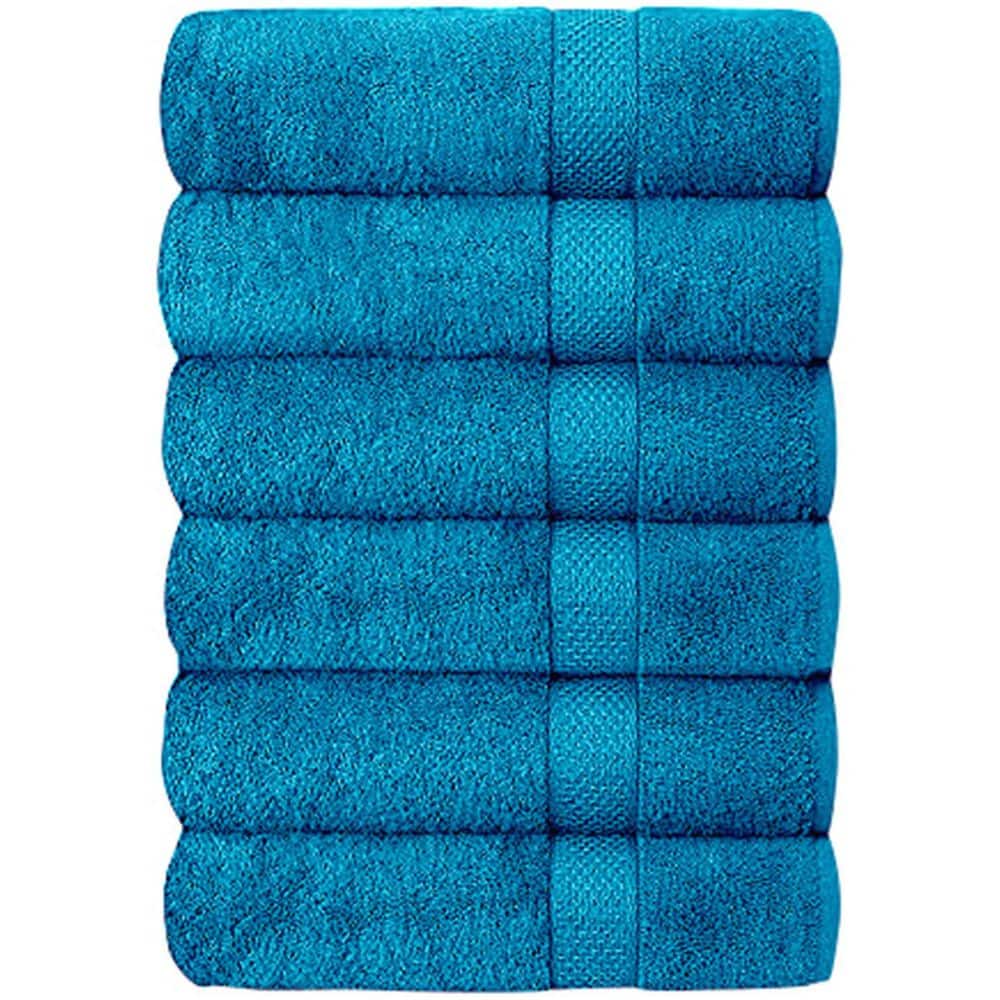 J&V TEXTILES 6-Piece Marine Blue Cotton Bath Towel Set 6PK TWL MARINE ...