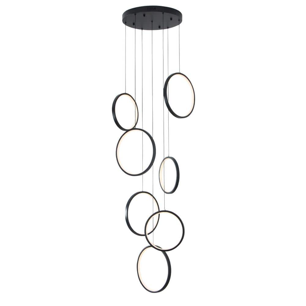 UMEILUCE 7-Lights Dimmable Integrated LED Black Modern Chandelier for ...