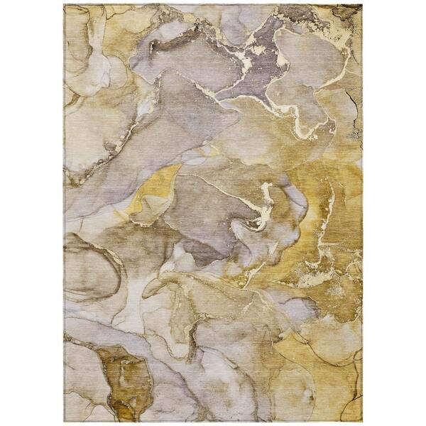 HomeRoots Taupe 2 ft. x 4 ft. Abstract Indoor / Outdoor Area Rug ...