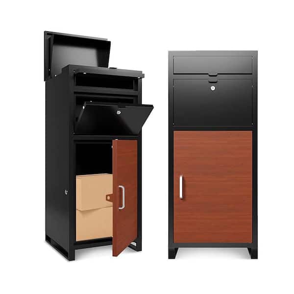 Tidoin Black Outdoor Extra Large Galvanized Steel Parcel Mailbox Garden ...