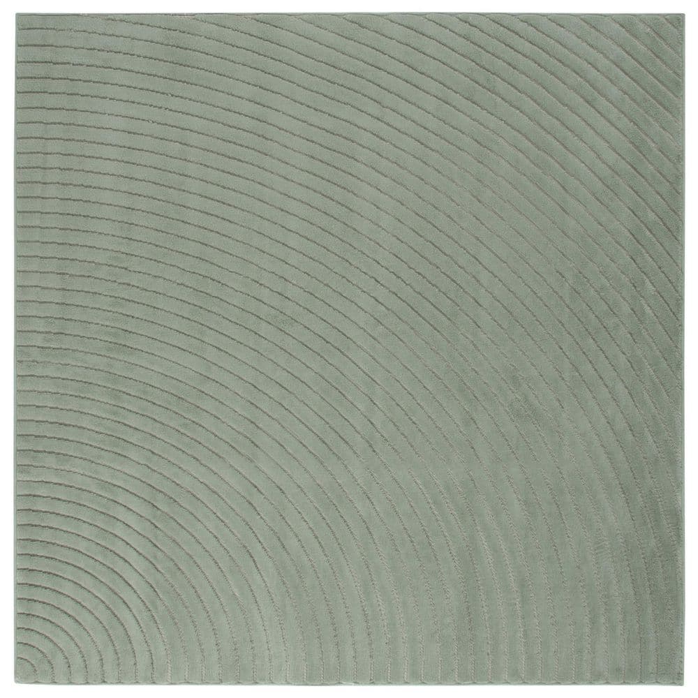 SAFAVIEH Selena 7 ft. x 7 ft. Green Solid Wave square Area Rug SLE664Y ...