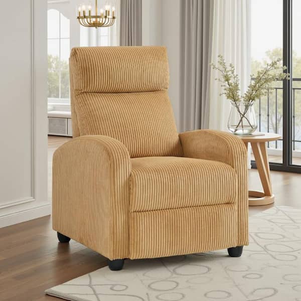 Benjara Pary Yellow and Black Fabric Rocker Recliner with Ribbed ...