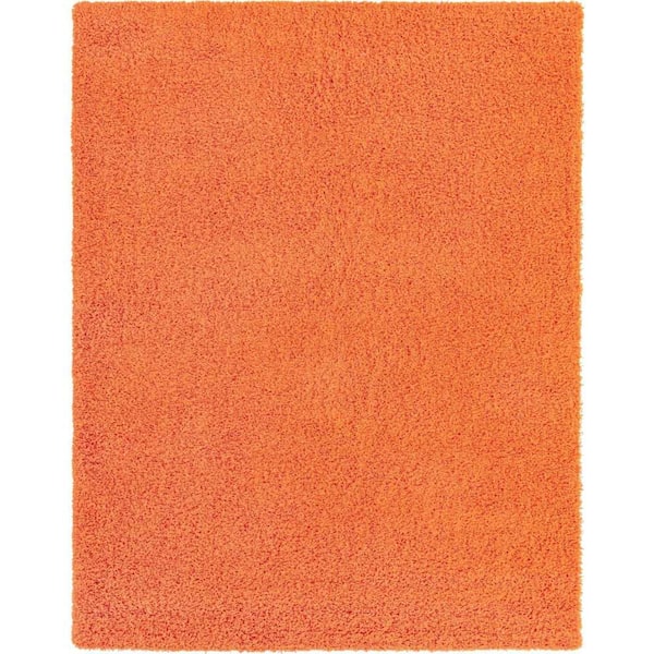 Unique Loom Solid Shag Tiger Orange 10' 0 x 13' 0 Area Rug 3127932 ...