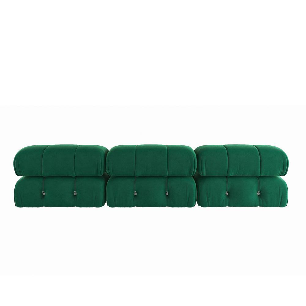 J&E Home 103.8 in. Square Arm 3-Piece Rectangular Velvet Modular Free ...