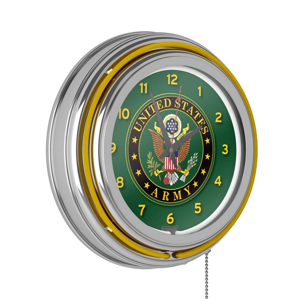 Trademark Global 14 in. U.S. Army Symbol Chrome Double Ring Neon Wall ...
