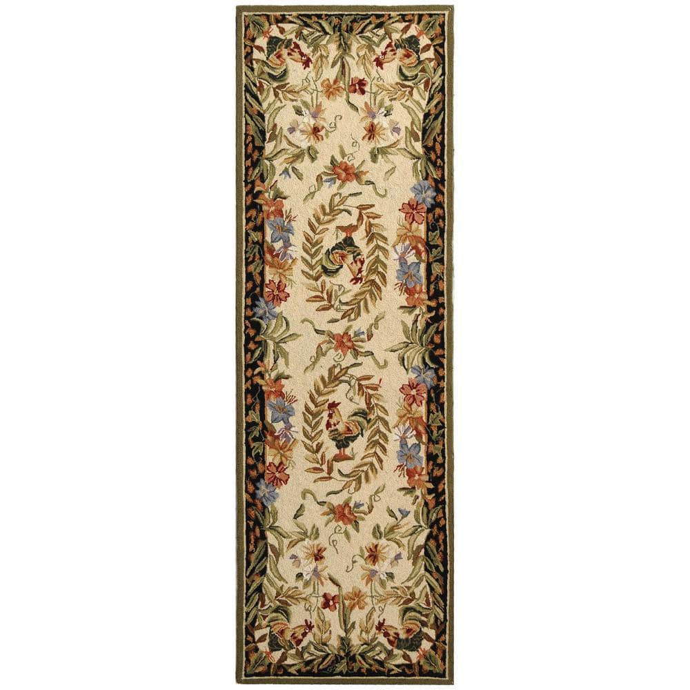 SAFAVIEH Chelsea Cream/Black 3 ft. x 12 ft. Border Runner Rug HK92A-212 ...