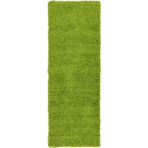 Unique Loom Solid Shag Grass Green 9 ft. x 12 ft. Area Rug 3127906