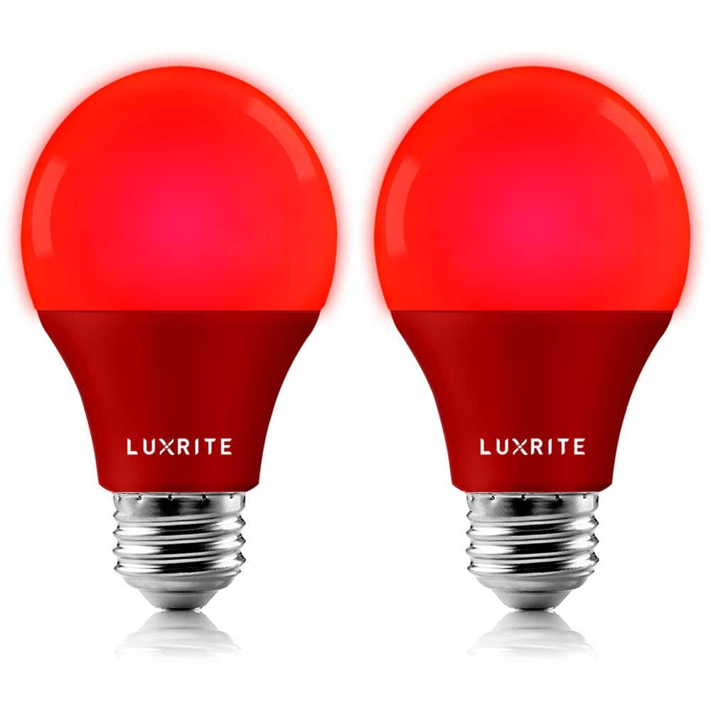 LUXRITE 60-Watt Equivalent A19 LED Light Bulb Red UL Listed, E26 ...