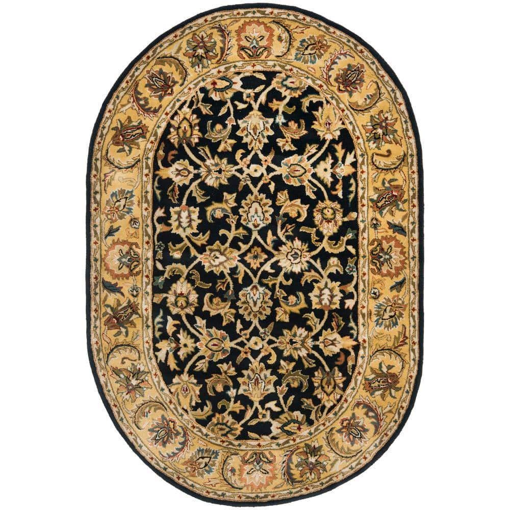 SAFAVIEH Classic Black/Gold 8 ft. x 10 ft. Oval Border Area Rug CL758B-8OV