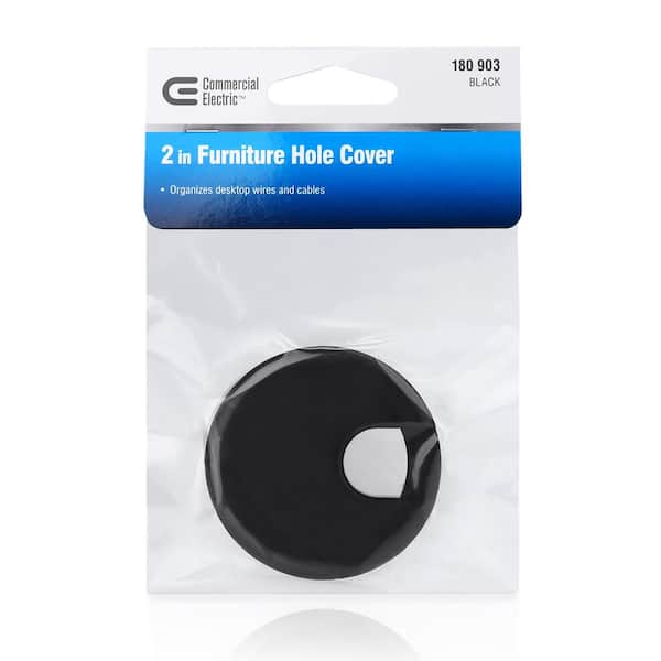 Commercial Electric 2 in. Furniture Hole Cover, Black (10-Pack ...