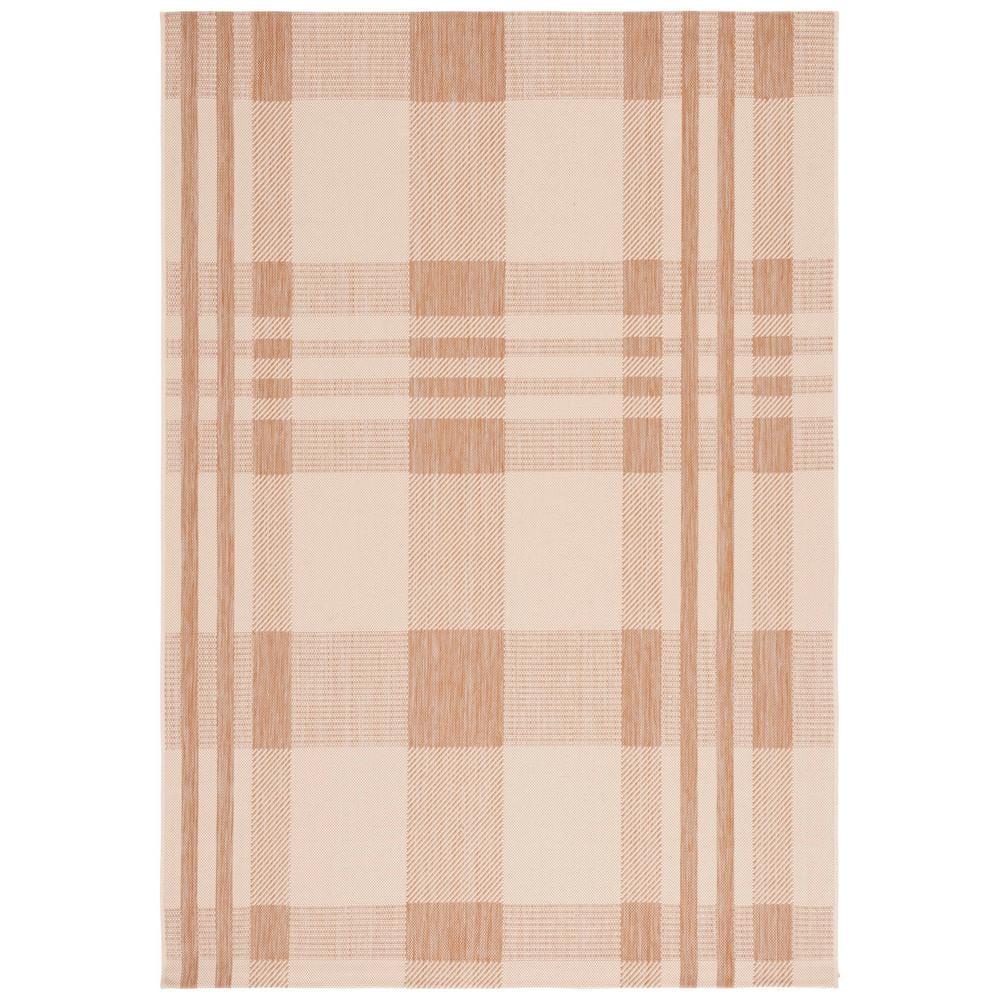 SAFAVIEH Courtyard Natural/Beige 8 ft. x 10 ft. Plaid Indoor/Outdoor ...