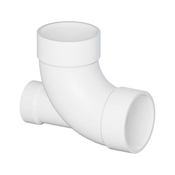 PLUMBFLEX 4 in. x 4 in. x 2 in. Rigid PVC DWV 1/4 Bend 90° Elbow with ...