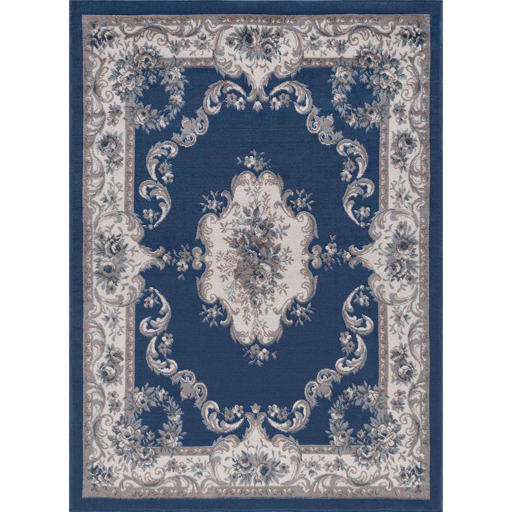 Tayse Rugs Hampton Oriental Navy 4 ft. x 6 ft. Indoor Area Rug HMP3907 ...