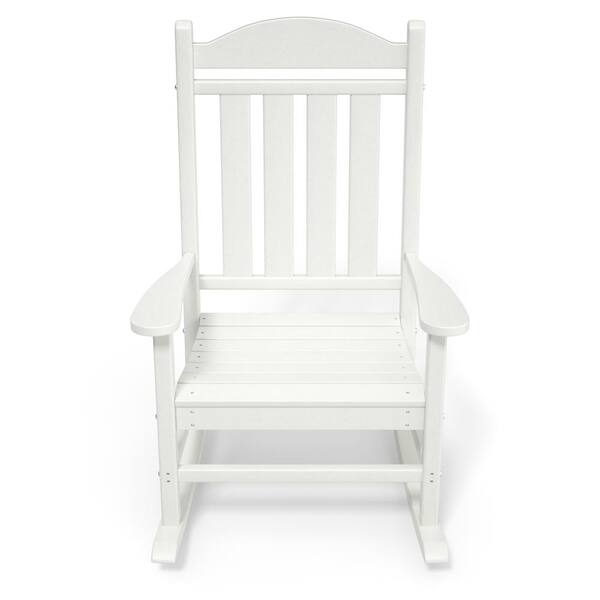 Huluwat White All-Weather Resistant HDPE Resin Plastic Outdoor Rocking ...