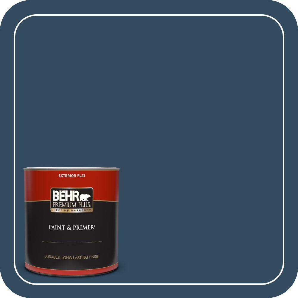 BEHR PREMIUM PLUS 1 qt. #570D-7 Nocturnal Sea Flat Exterior Paint ...