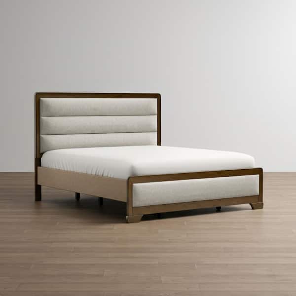 Furniture of America Islo Brown Wood Frame King Panel Bed with Padded ...