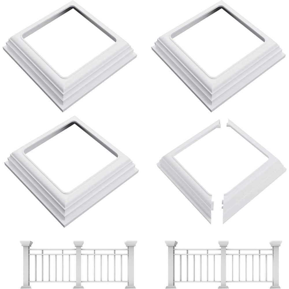Afoxsos Split Style 4 x 4 Vinyl Fence Post Skirt PVC Base Cover Trim ...