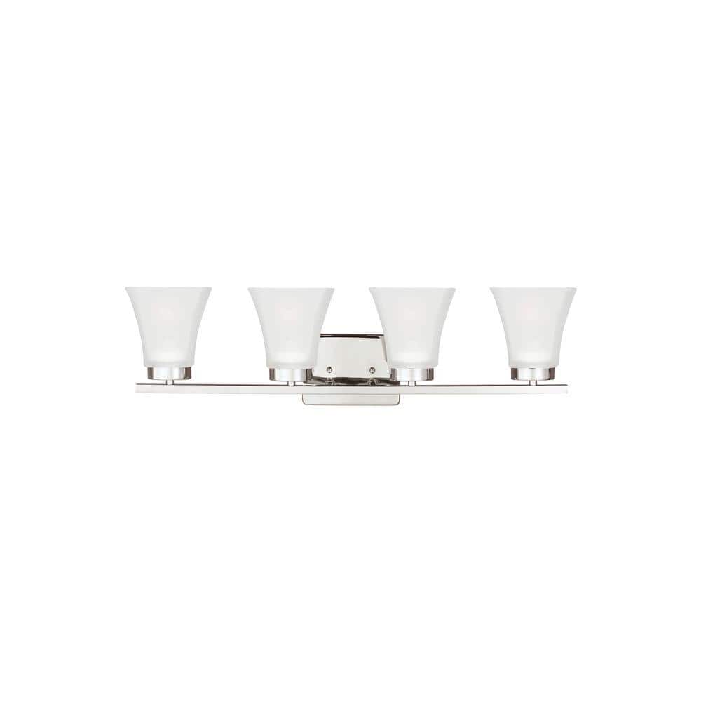 Generation Lighting Bayfield 27.5 in. 4-Light Chrome Contemporary Wall Bathroom Vanity Light ...