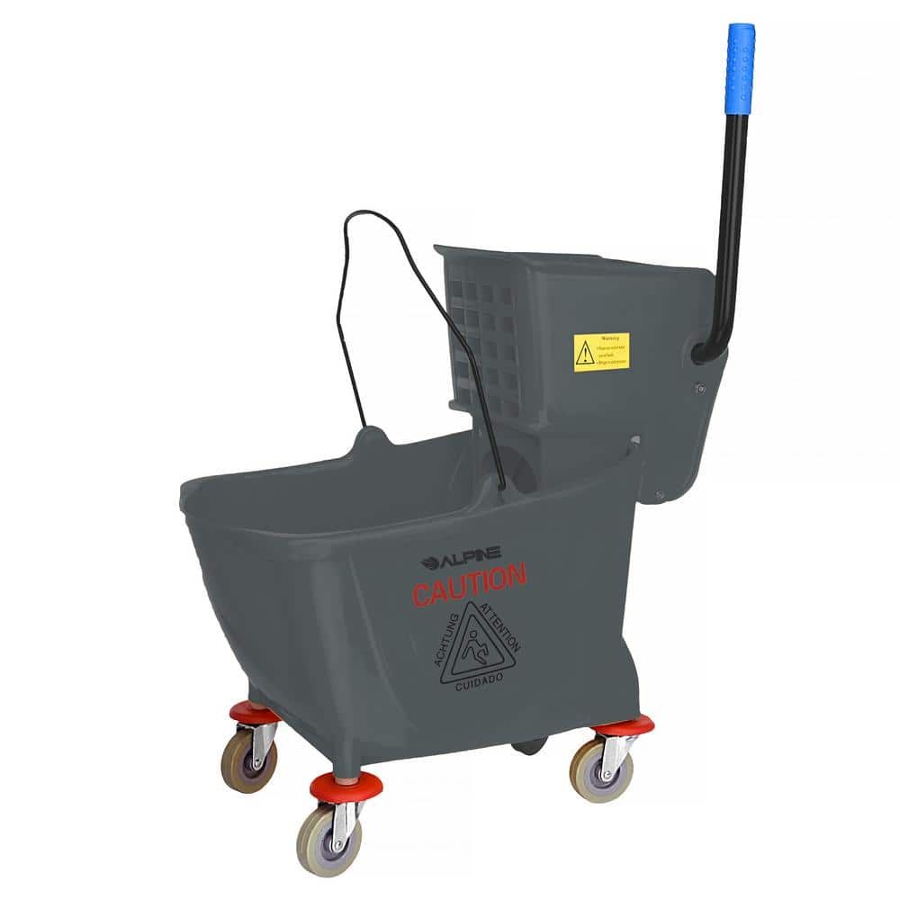 Alpine Industries 36 Qt. Mop Bucket with Side Press Wringer in Gray 462 ...