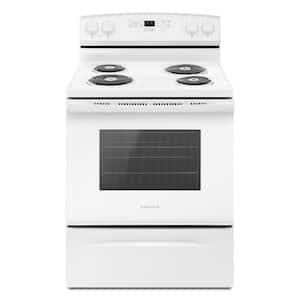 GE 30 in. 4 Burner Element Free-Standing Electric Range in White ...