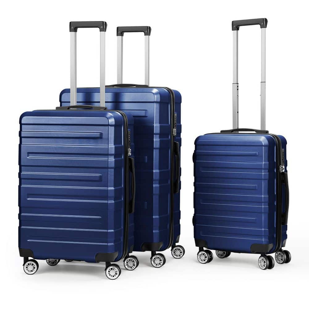 HIKOLAYAE Hard Side Suitcase with TSA Lock, 3-Piece Luggage Set, Navy ...