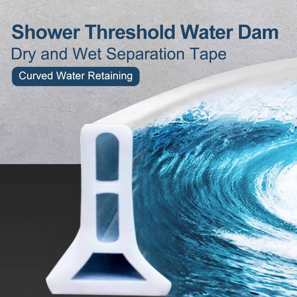 Wellco 1 in. x 63 in. Shower Threshold Water Dam Bath Shower Barrier ...