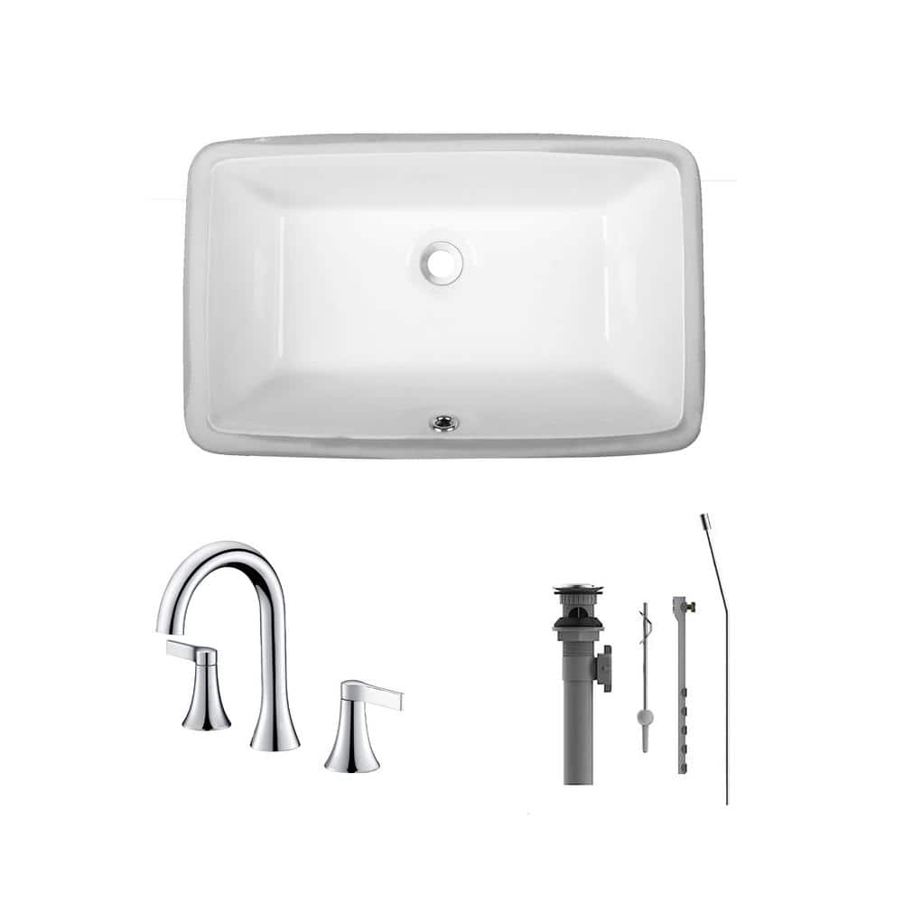 CHESHIRE 21 in. Undermount Rectangular Bathroom Sink with Overflow ...